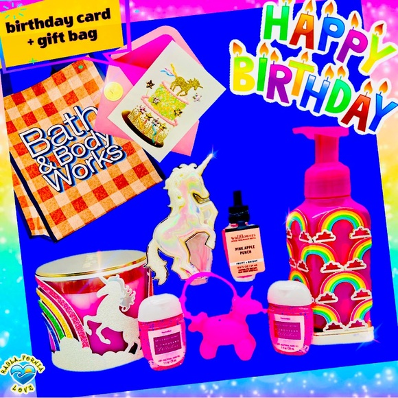 Bath & Body Works | Accents | Bbw Happy Birthday Unicorns Pink Apple ...